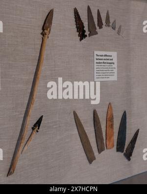 Native American knapped flint spear points in the Utah Field House of ...