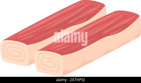 Digital illustration of two slices of bacon in isometric style, perfect ...