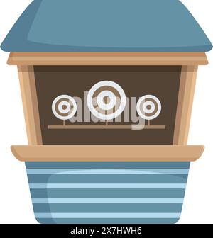 Simplistic digital drawing of a whimsical shooting range booth with ...