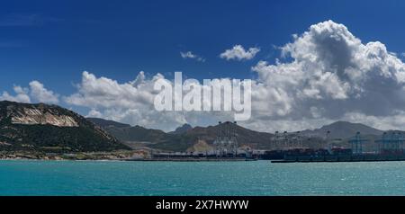 Tangier, Morocco - 1 April, 2024: container ships being unloaded and ...