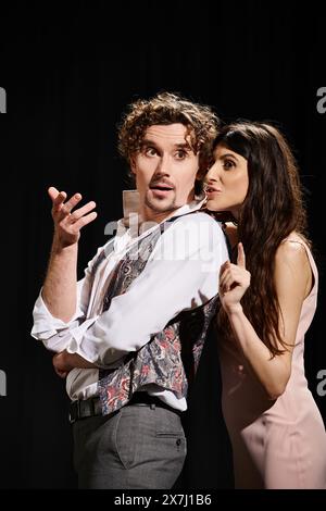 Attractive man and woman rehearsing on a theater stage Stock Photo - Alamy