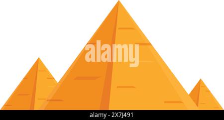Vector graphic of three cartoonstyle golden pyramids on a white ...