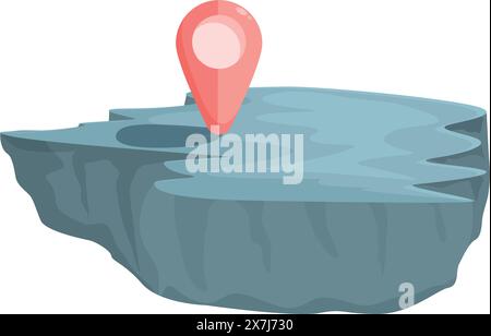 Vector illustration of a whimsical floating landmass with a bright ...