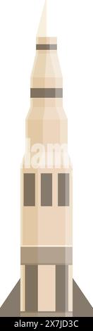 Classic beige and brown rocket depicted in a flat design style ...