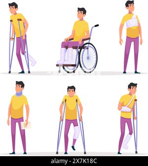 Injured hands set vector illustration. Cartoon isolated human arms with ...