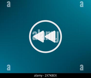 rewind icon sign on the original five colored buttons. Vector ...