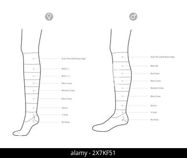 Diagrams of sock length with text names. Hosiery Fashion accessory ...