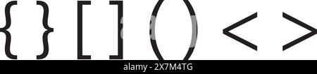 Bracket set. Square, round and angle, curly brace brackets icons ...