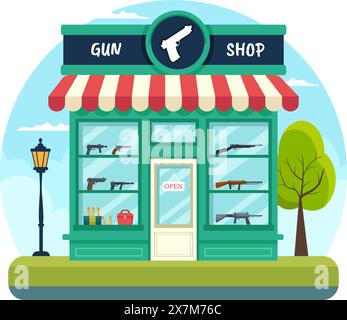 Gun Shop or Hunting Vector Illustration featuring a Rifle, Bullet ...