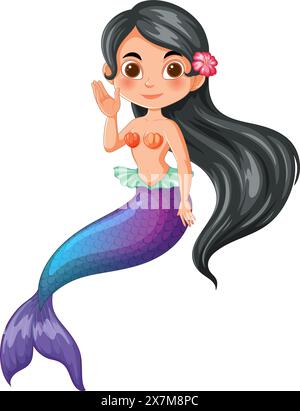Vector illustration of a friendly mermaid greeting Stock Vector Image ...