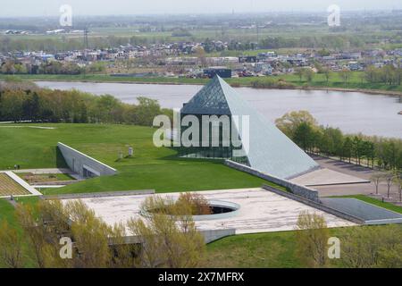 SAPPORO, JAPAN - 01 MAY 2024 : The symbol of Moerenuma park, the glass ...