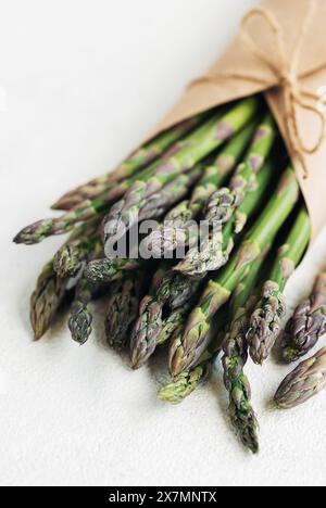 Green spring boiled rustic asparagus sprouts Stock Photo - Alamy