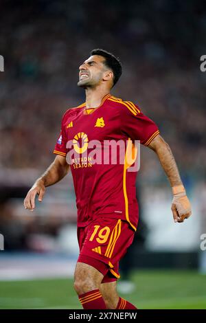 Zeki Celik of AS Roma looks dejected during the Coppa Italia match ...