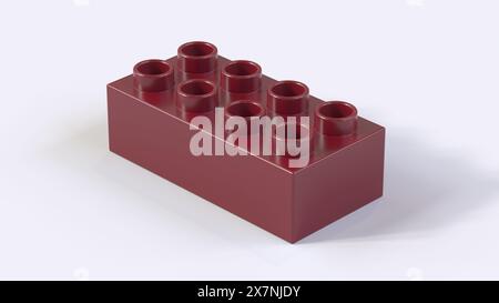 Burgundy Plastic Lego Block on a White Background. Children Toy Brick ...