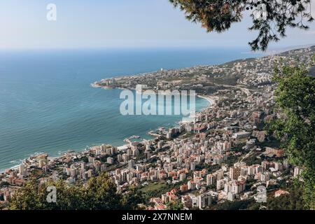 View from the village of Harissa to neighboring coastal cities in ...