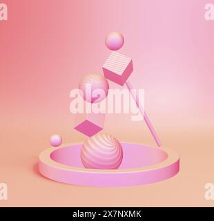 Striped objects modern design 3d , Not gen Ai Stock Photo - Alamy