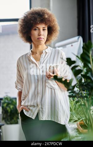 Confident African American businesswomen with leader brainstorming, standing in office Stock ...
