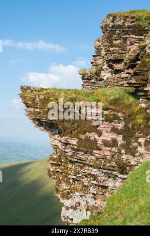 Bedded sandstone rock outcrop of Plateau Beds, summit of Corn Du ...