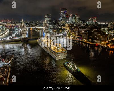 Gravesend, Kent, UK, 08-05-2023 Cruise ship MS Hamburg passes Gravesend ...