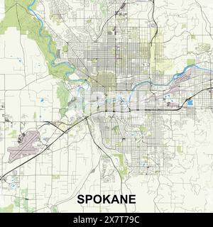 Modern City Map - Spokane Washington city of the USA with neighborhoods ...