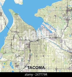 Modern City Map - Tacoma Washington city of the USA with neighborhoods ...