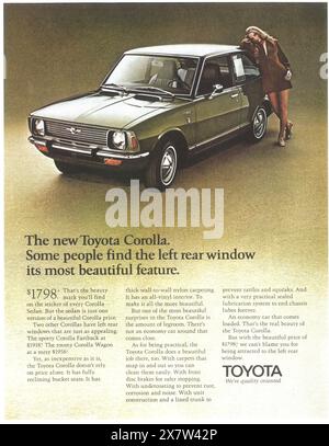 Toyota Corolla - Vintage American magazine car advert Stock Photo - Alamy