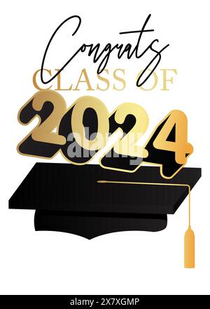 Graduation Cap 2024 Black and White Graduate Logo Stock Vector Image ...