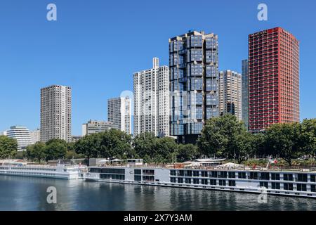 View of the Eiffel Tower and Beaugrenelle in Paris, France on June 14 ...