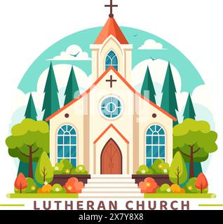 Lutheran Church Vector Illustration featuring a Cathedral Temple ...