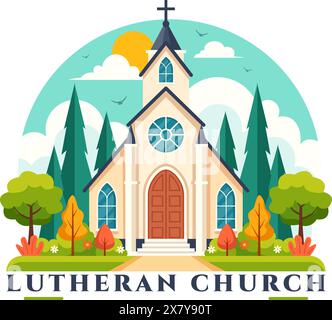 Lutheran Church Vector Illustration featuring a Cathedral Temple ...