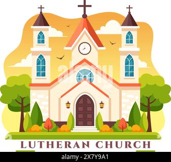 Lutheran Church Vector Illustration featuring a Cathedral Temple ...