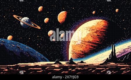 Solar System 8 Bit Arcade Video Game Pixel Art Stock Vector Image & Art ...