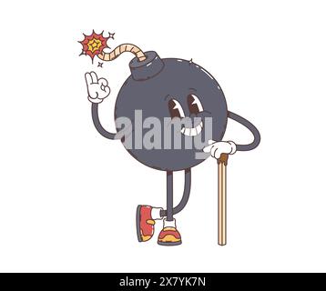 Cartoon happy smiling bomb character with wick or fuse. Explosive ...