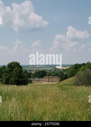 A beautiful summer day at Dyrham Park baroque English country house in ...