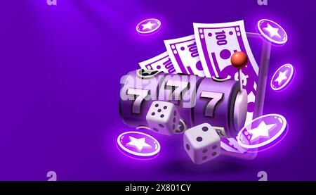 Casino slots machine winner, online games phone, 777 win banner. Vector ...