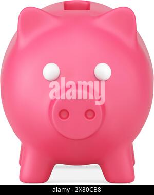 Front view. Pink piggy bank and coin. Vector illustration. Eps 10 Stock ...