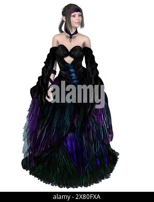 Elven Princess in Purple Dress, Side View Stock Photo - Alamy