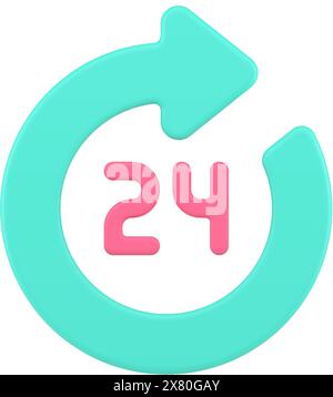 Circled glossy green arrow 24 hours customer support shopping retail ...