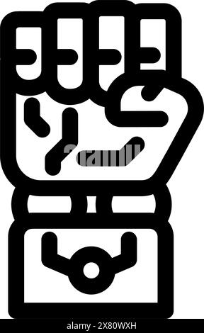 fist robot hand gesture line icon vector illustration Stock Vector ...