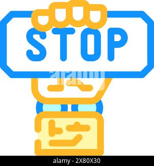 stop robot hand gesture line icon vector. stop robot hand gesture sign ...