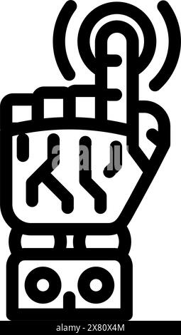 pointer robot hand gesture line icon vector illustration Stock Vector ...