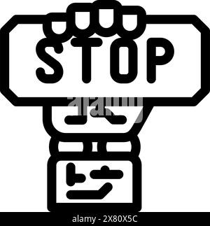 stop robot hand gesture line icon vector. stop robot hand gesture sign ...
