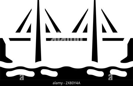 cable stayed bridge glyph icon vector illustration Stock Vector Image ...
