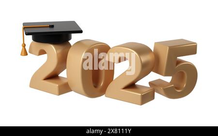 Class of 2025 3d icon. Congratulation graduates design template with ...