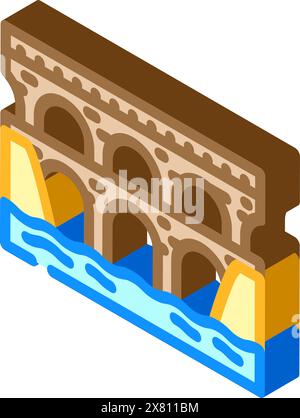 Aqueduct bridge icon. Isometric of aqueduct bridge vector icon for web ...