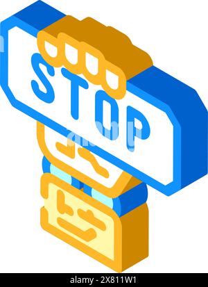 stop robot hand gesture isometric icon vector. stop robot hand gesture ...
