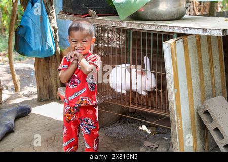 A young Filipino boy play with the camera by posing & asking for more ...