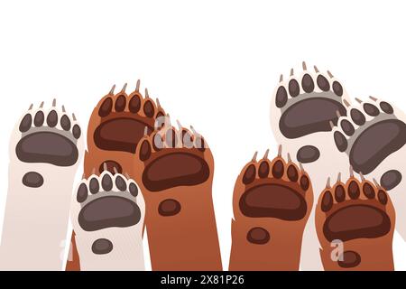 Animal paws in a row brown bear and white bear vector illustration ...