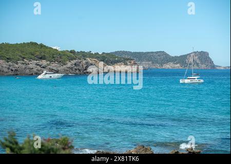 Cala Nova, Ibiza: 2024 May 12: Panorama on the tourist beach of Cala ...