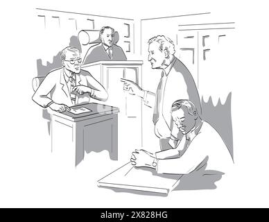 Court Room with Lawyer, Jury Trial, Witness or Judges and the Wooden ...